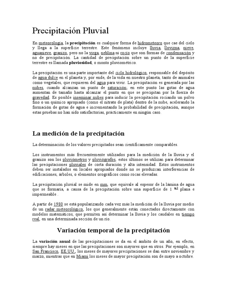 Definición y Medición de Precipitación Pluvial | PDF | Precipitación ...