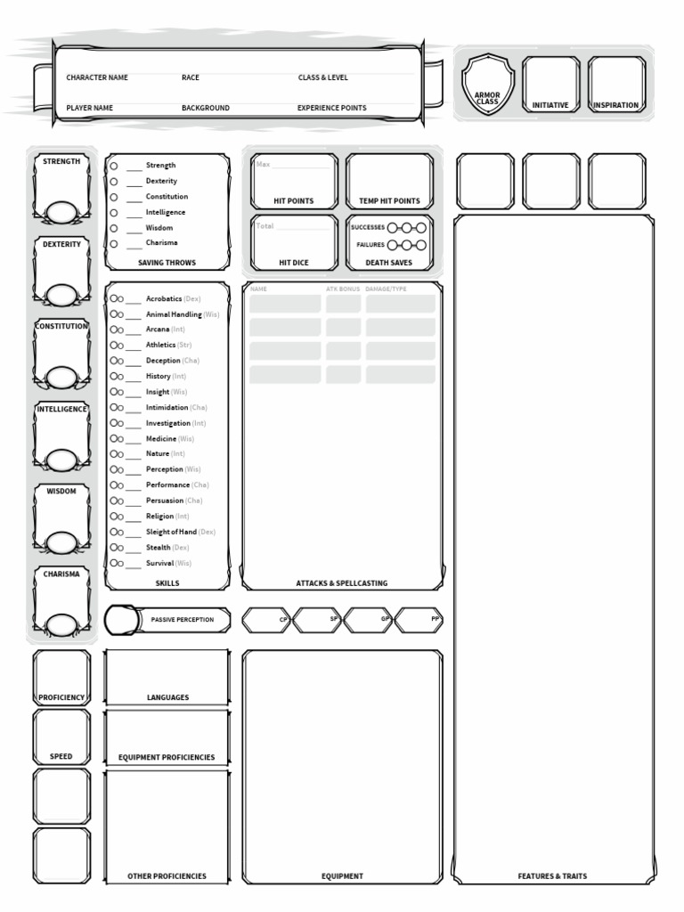 5e Character Template | PDF | Leisure Activities | Role Playing