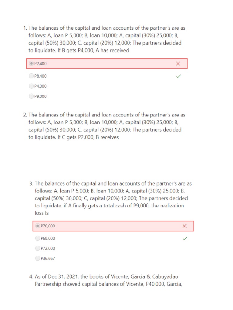 Quiz Liquidation Solution | PDF | Equity (Finance) | Financial Accounting