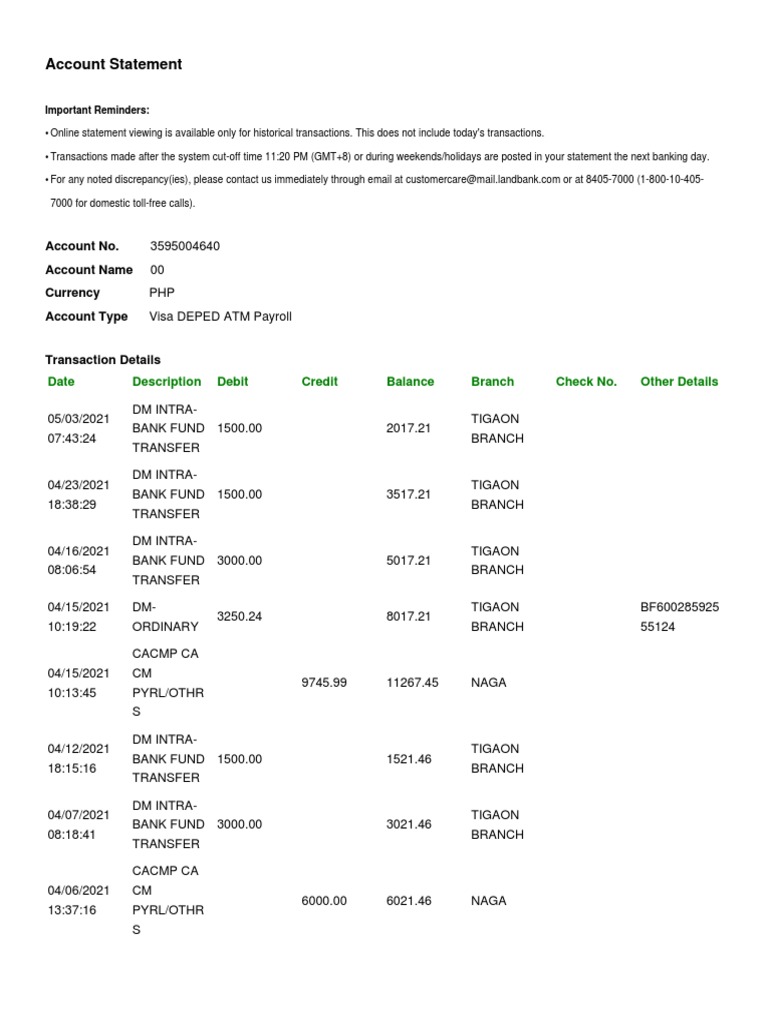 Statement | PDF | Debit Card | Banks
