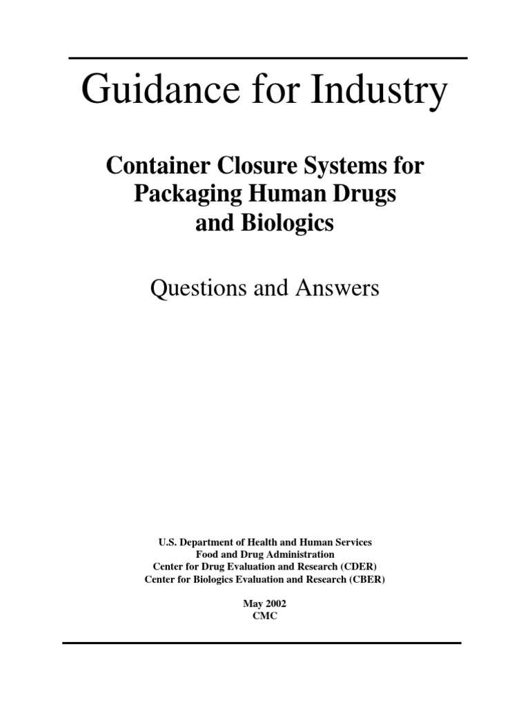 Container Closure Systems For Packaging Human Drugs and Biologics ...