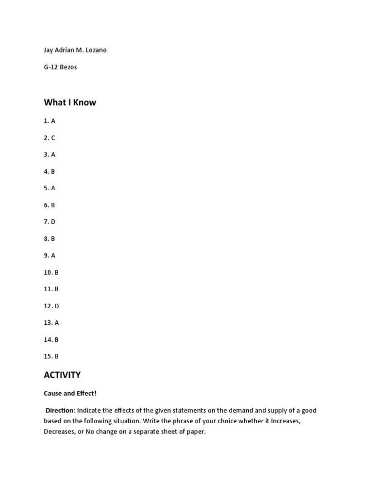 Applied Economics Module 4... Grade 12 Bezos-1 | PDF | Price Elasticity Of Demand | Demand