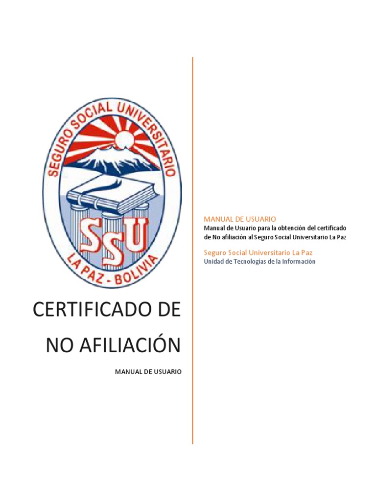 Manual Sistema de Certificado de No Afiliacion SSU - LP | PDF | Usuario (informática) | Software ...