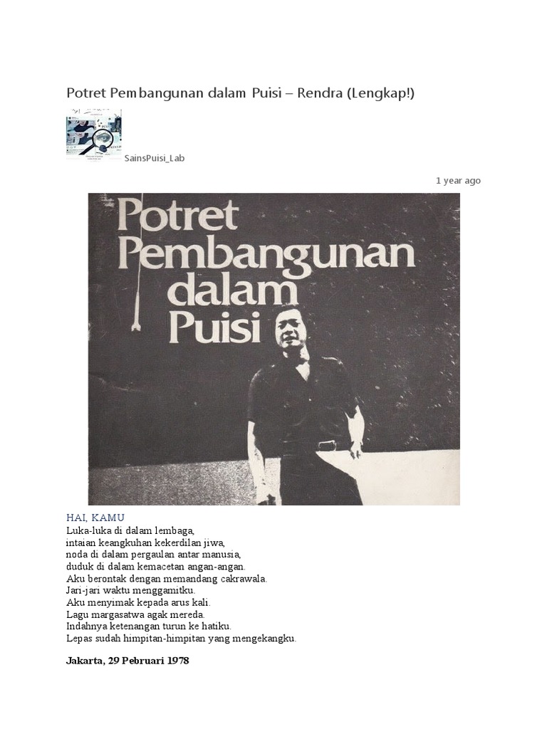Potret Kemiskinan dalam Puisi Rendra | PDF