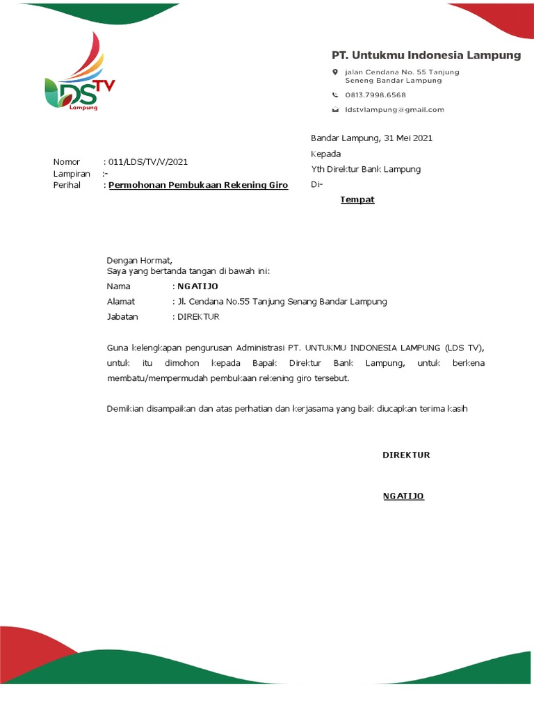 Surat Permohonan Giro | PDF