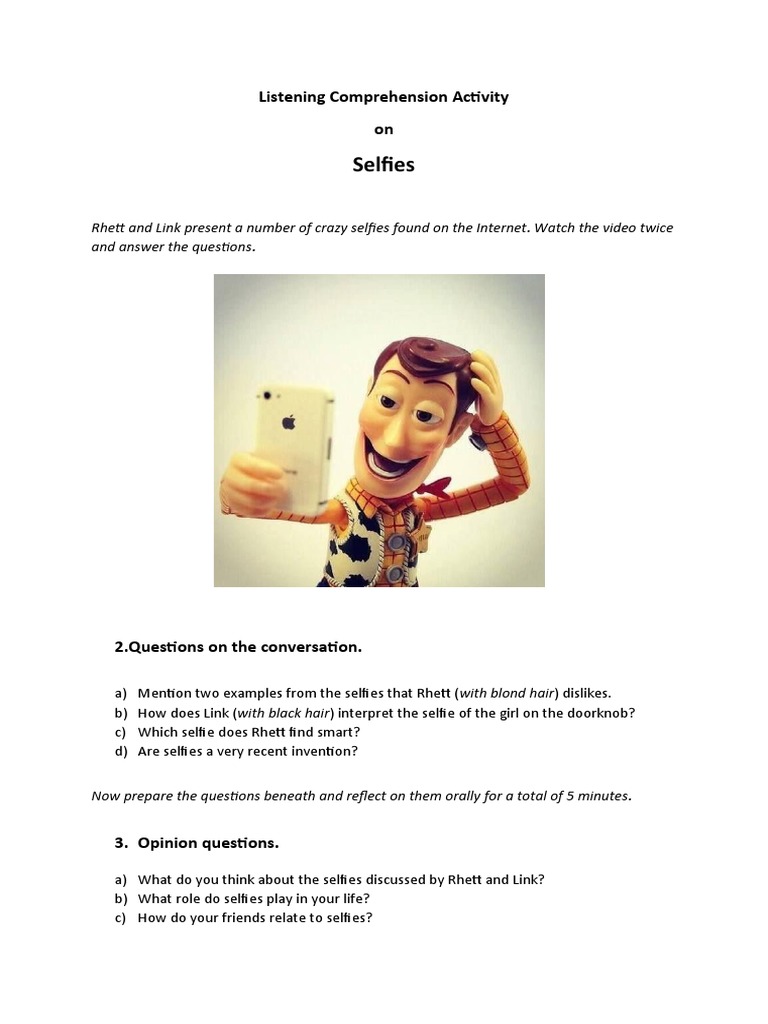 Listening Comprehension About Selfies | PDF