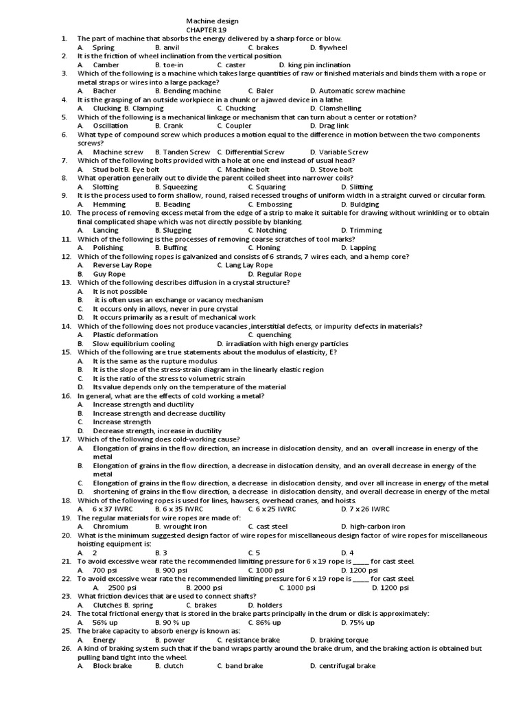 Machine Design Examination 19 | PDF | Welding | Construction