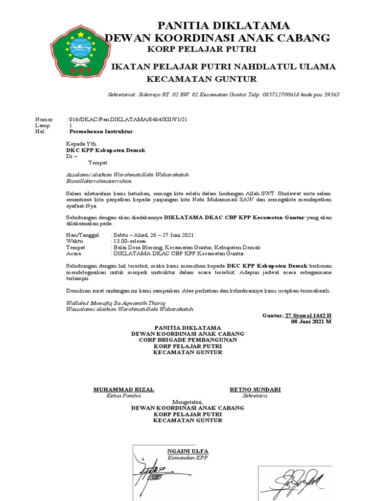 Surat Instruktur DKC | PDF