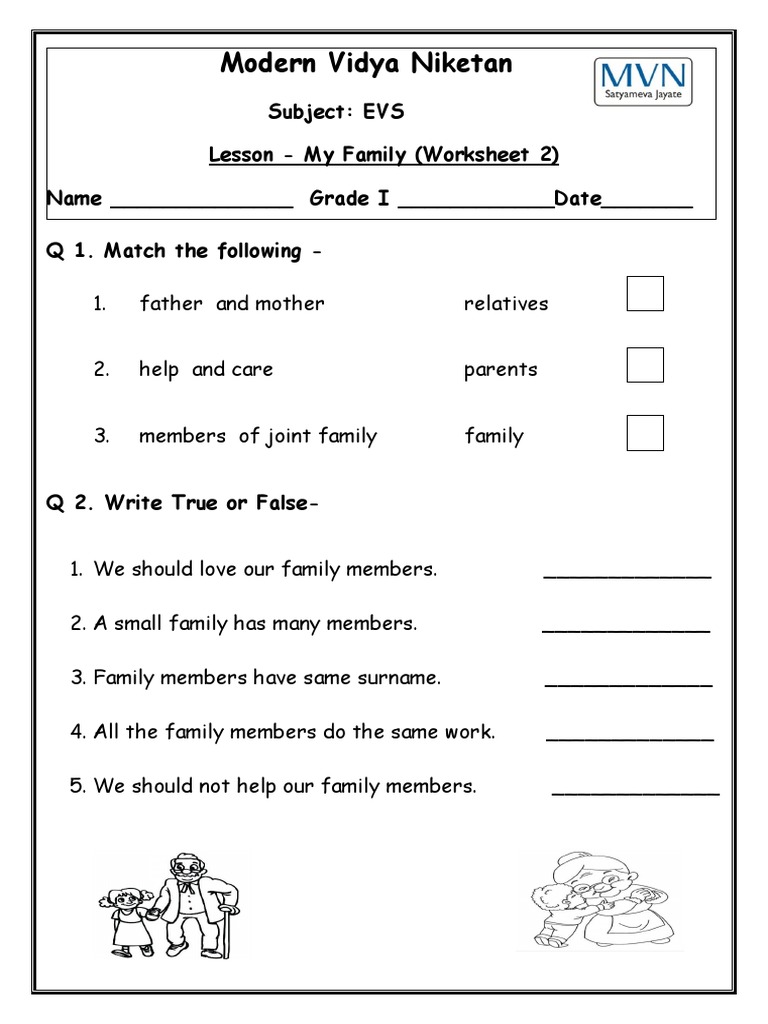 My Family Worksheet for Grade 2 | PDF | Career & Growth