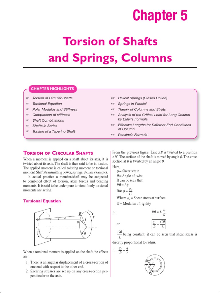 Torsion of Shafts and Springs Columns | PDF | Column | Bending