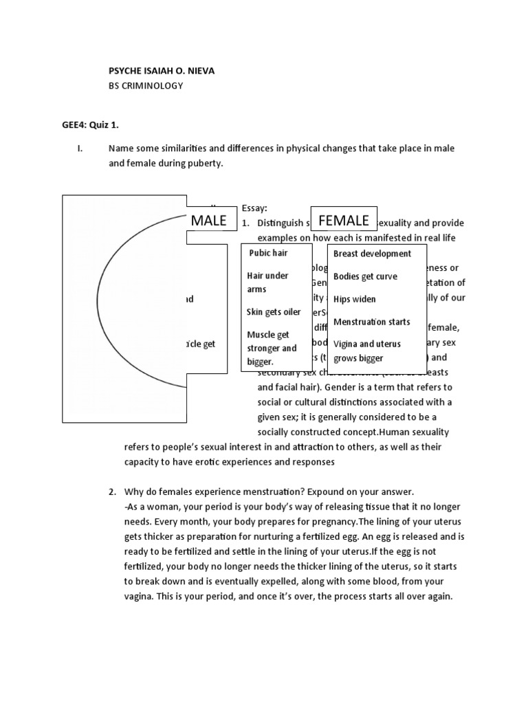 GEE4 Quiz 1 | PDF | Human Sexuality | Sex