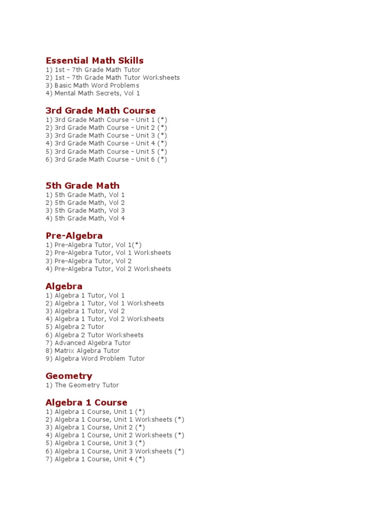 Essential Math Skills | PDF | Precalculus | Network Analysis ...