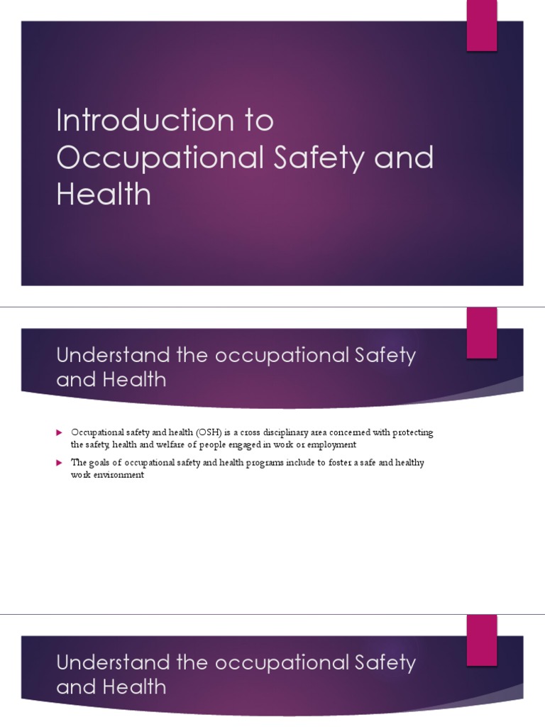 Introduction To OSH | PDF | Occupational Safety And Health ...