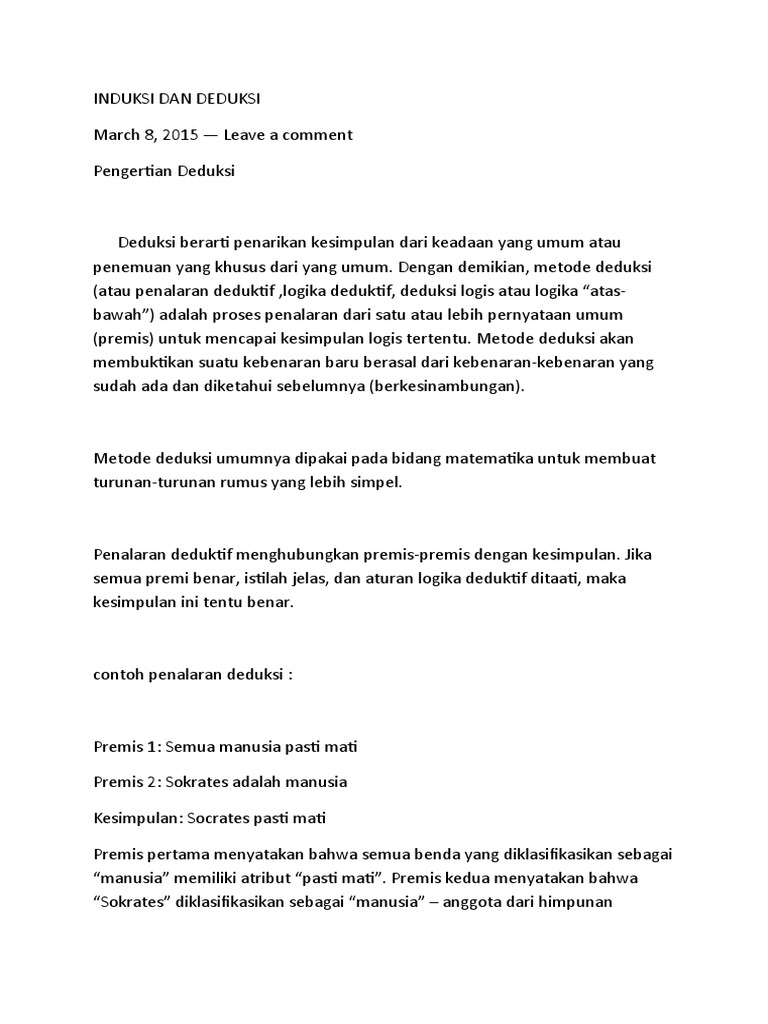 Induksi Dan Deduksi | PDF