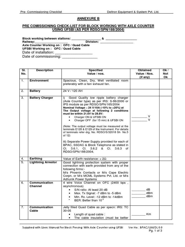 Installation Check Sheet - Manual - Anx - B | PDF | Battery Charger ...