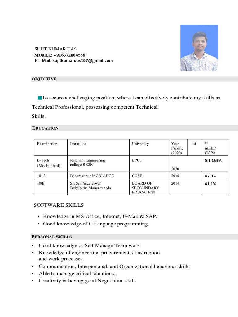 Sujit Kumar Das CV | PDF
