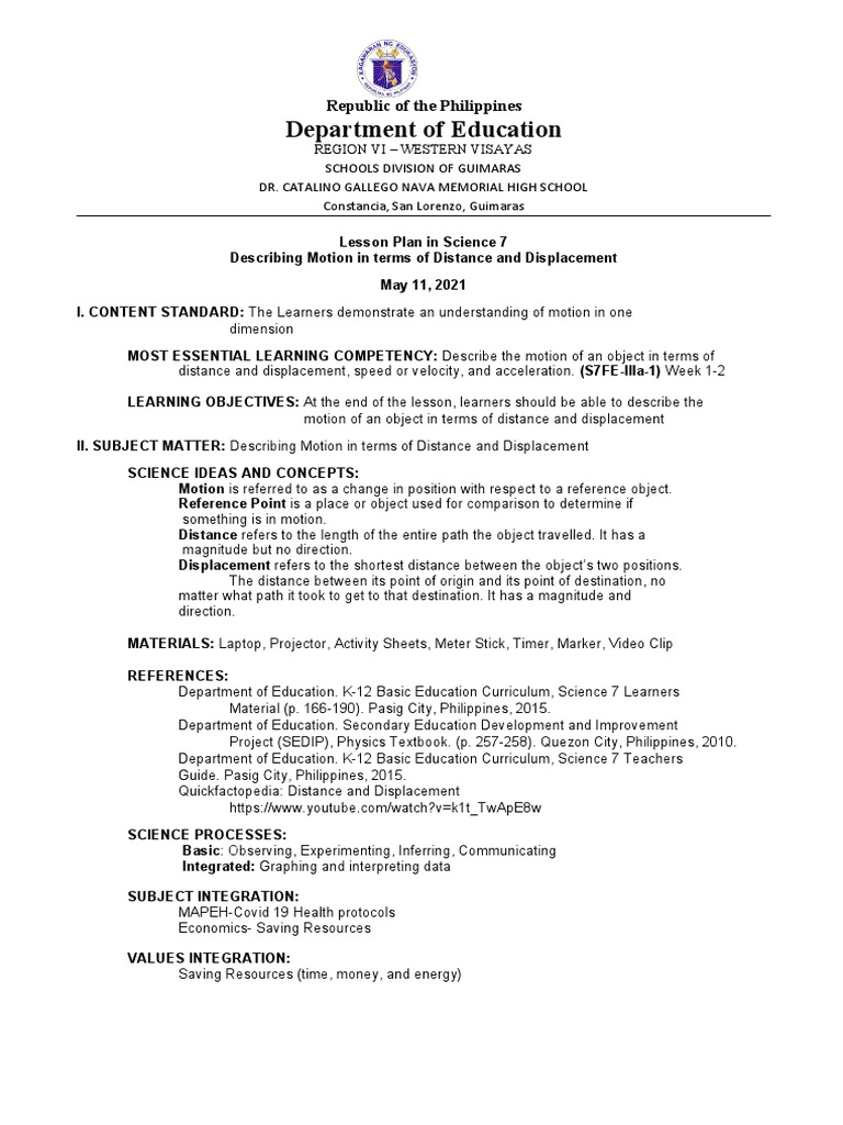 Department of Education: Republic of The Philippines | PDF | Distance | Ant