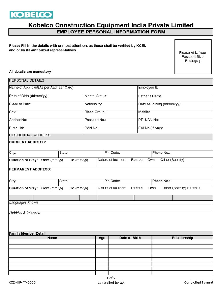 Personal Data Form | PDF | Personal Identification Number | Government ...