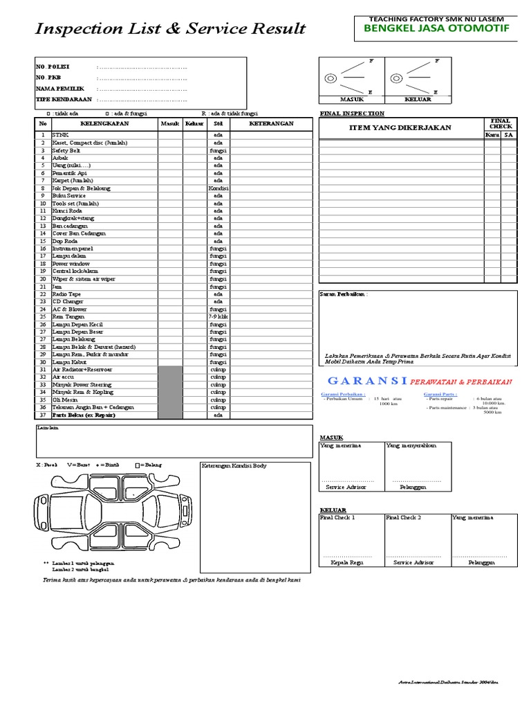 Form Inspection Check List & SRV Result (ILSR) | PDF