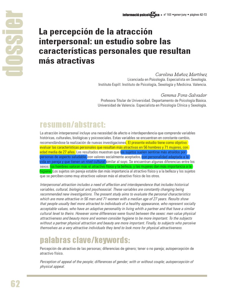 Atracción Interpersonal | PDF | Atractivo físico | La sexualidad humana