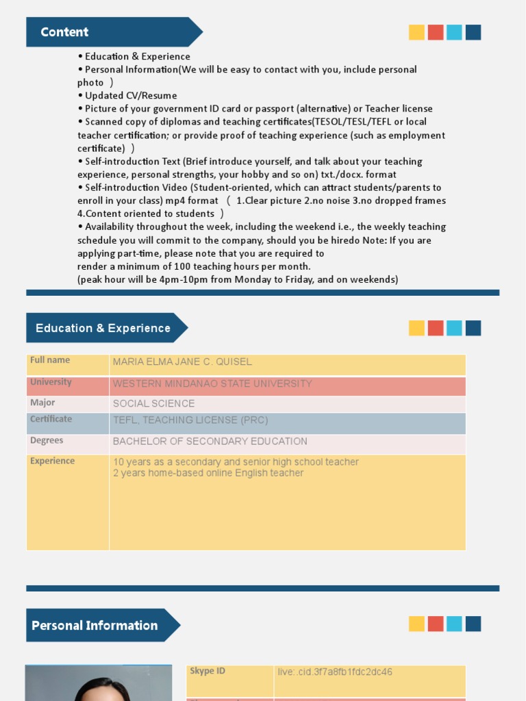 Maria Elma Jane C. Quisel-Application | PDF | Teachers | Further Education