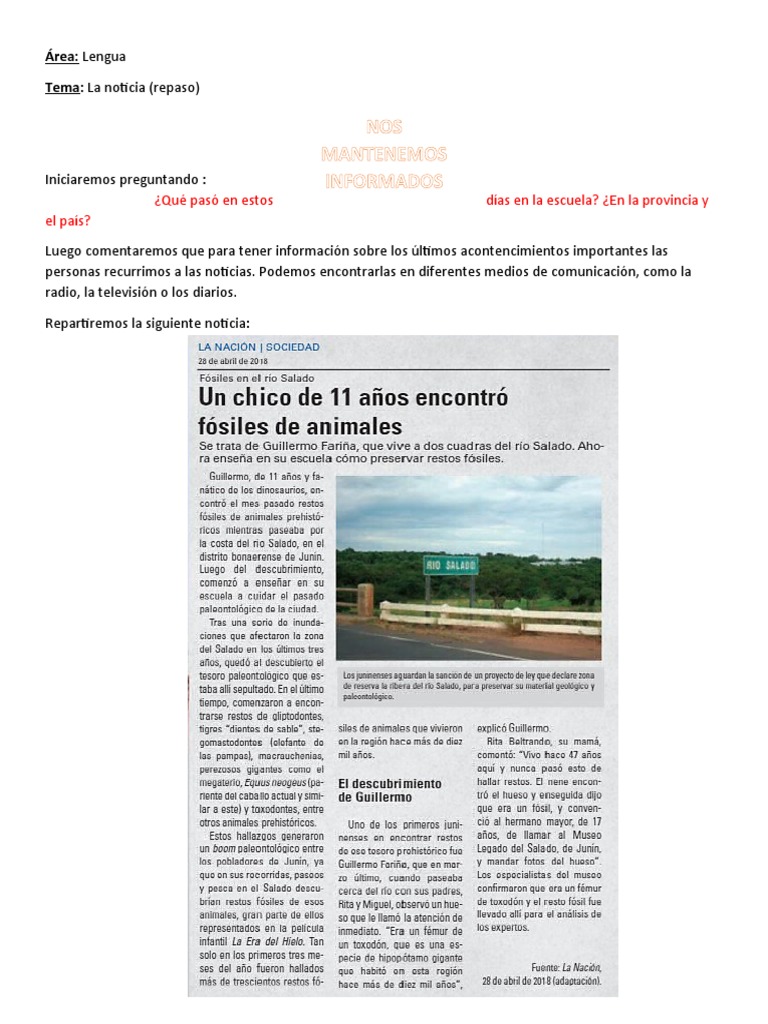 Planificacion Clase La Noticia | PDF