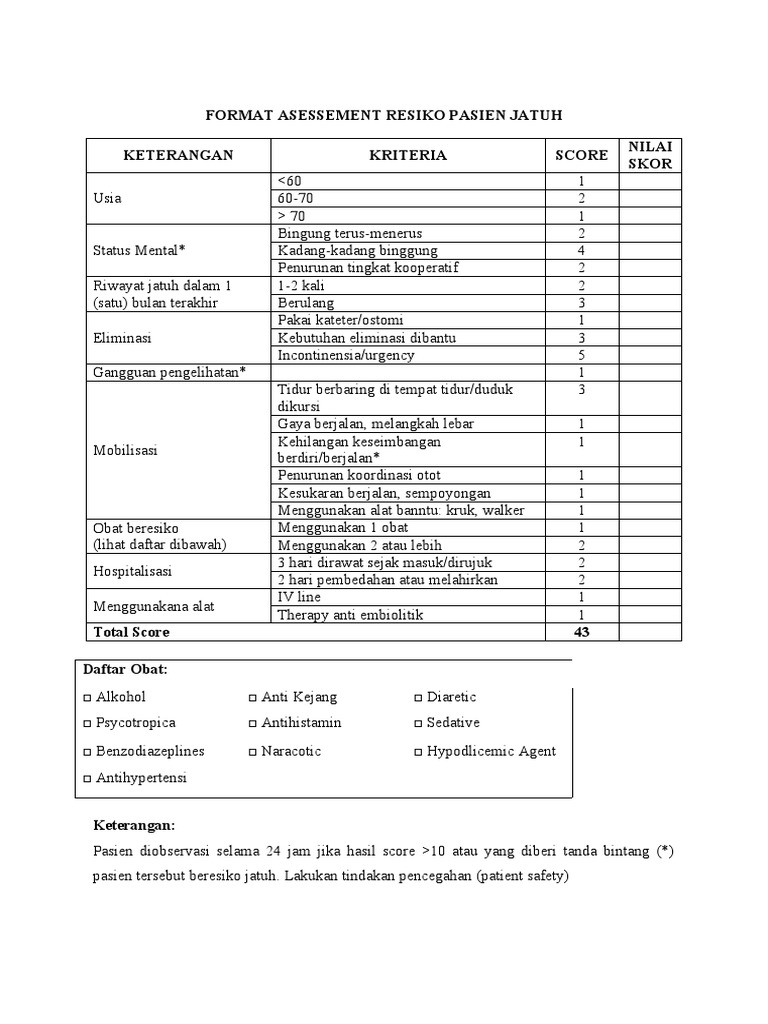 Format Scoring Resiko Pasien Jatuh | PDF