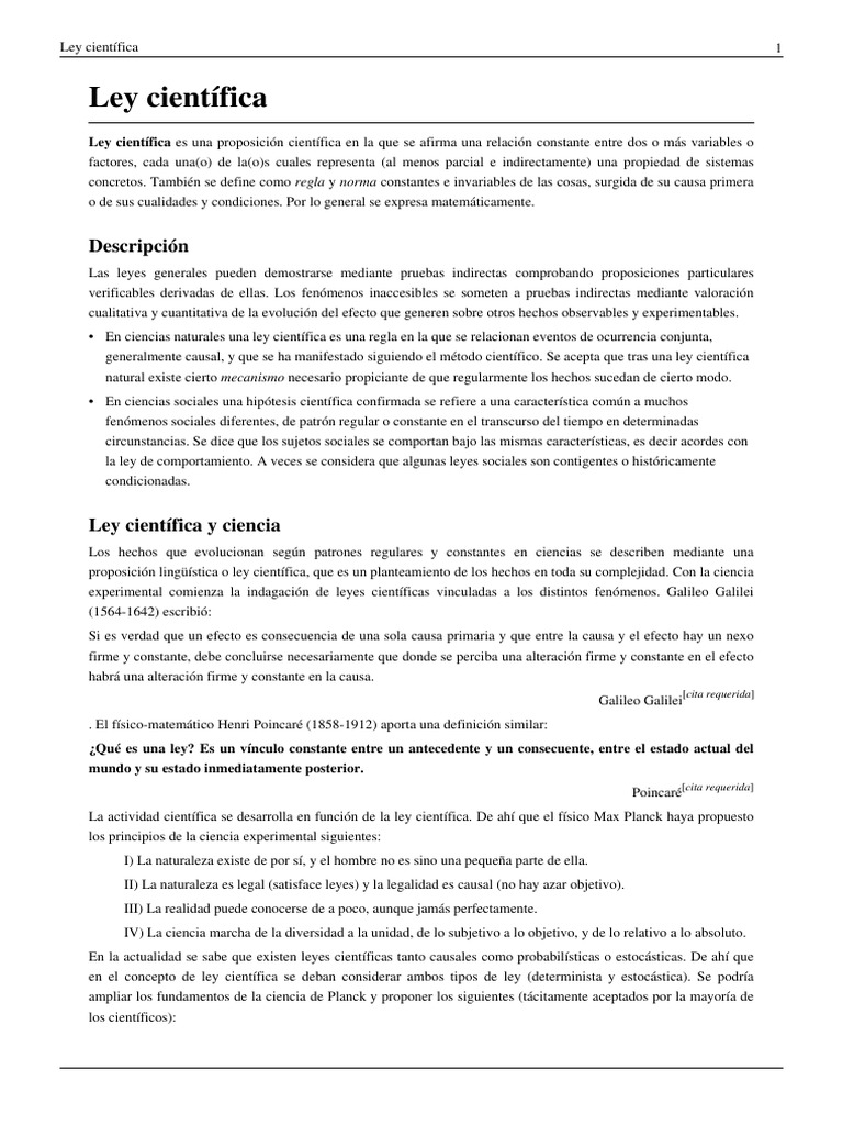 Ley Cientifica | PDF | Tiempo espacial | Teorías filosóficas