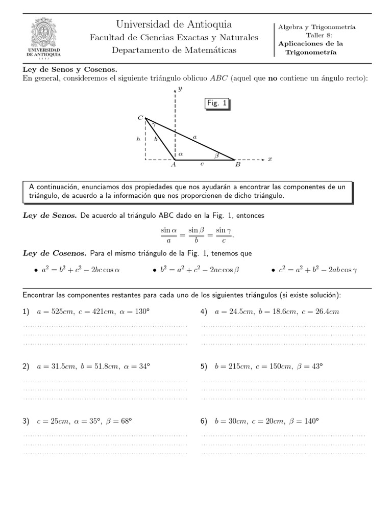 Ley Del Seno y Coseno - 02 | PDF | Número complejo | Raíz cuadrada