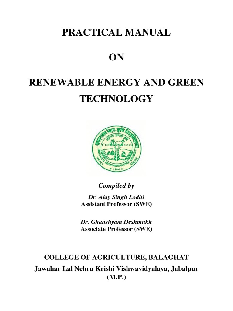 Practical Manual ON Renewable Energy and Green Technology | PDF ...