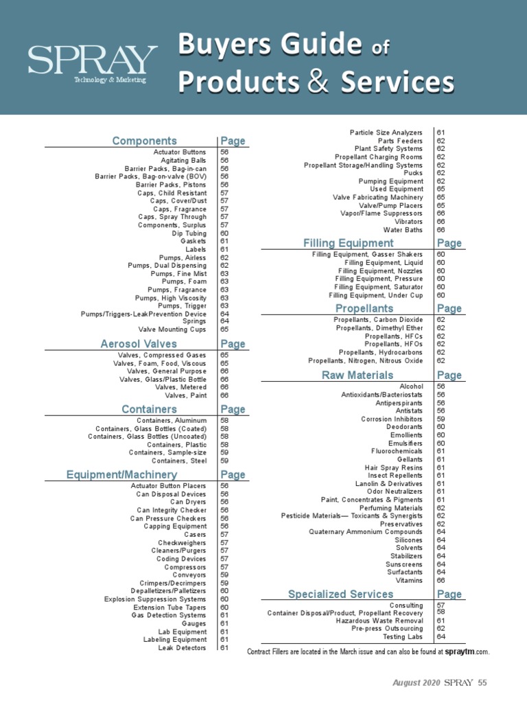 Spray 2020 Buyers Guide | PDF | Propellant | Chemical Substances