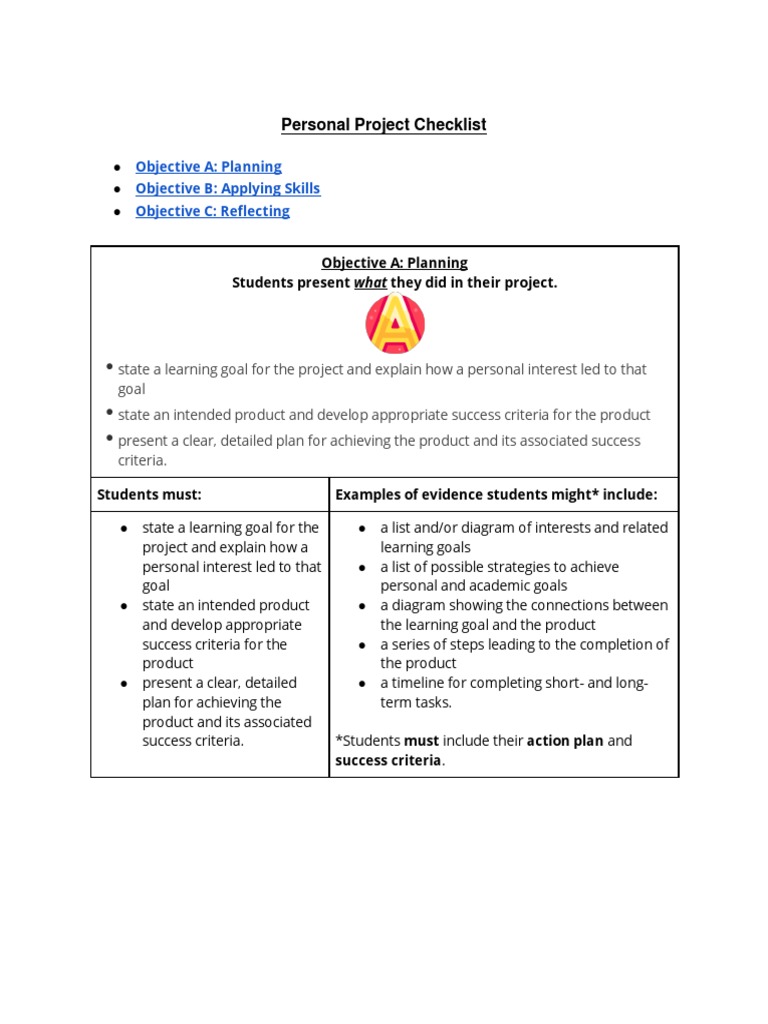 Personal Project 2021 Guide Simple | Download Free PDF | Goal | Learning