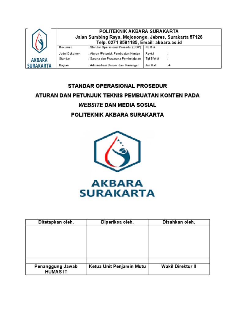 Sop-Aturan Pembuatan Konten | PDF