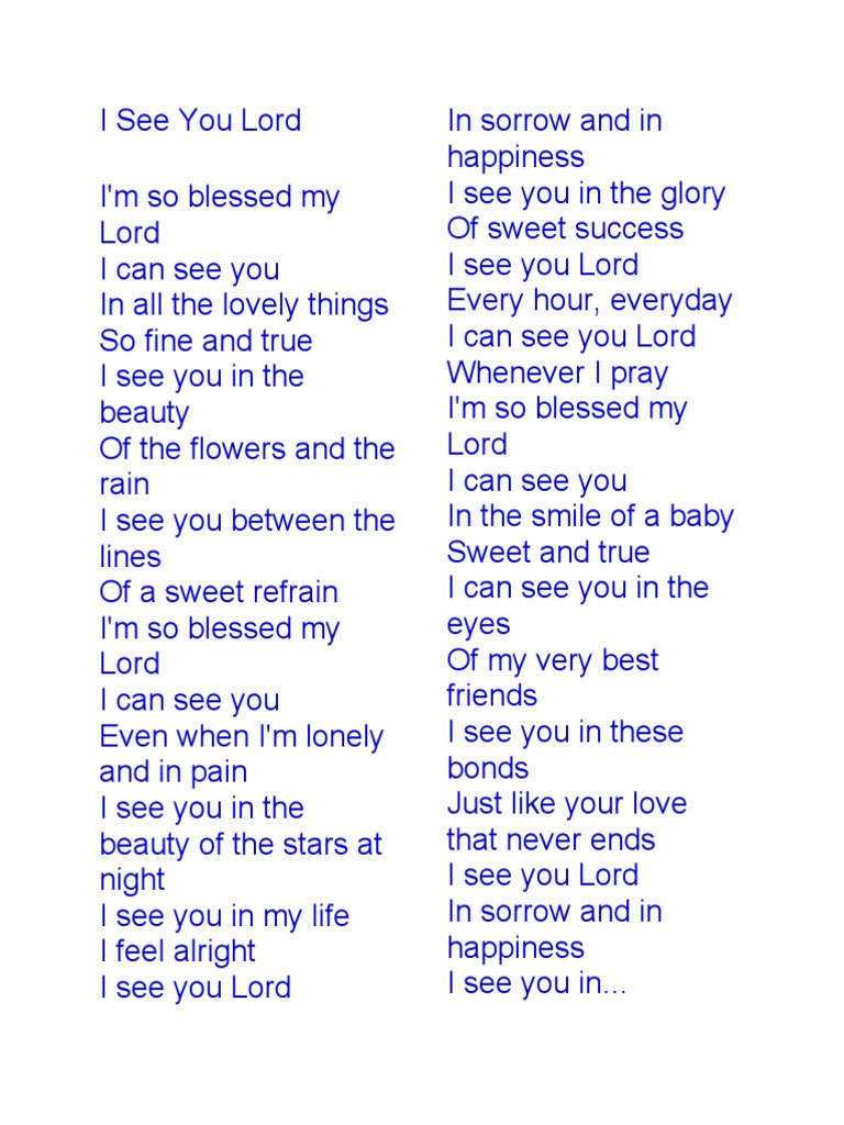 I See You Lord | PDF