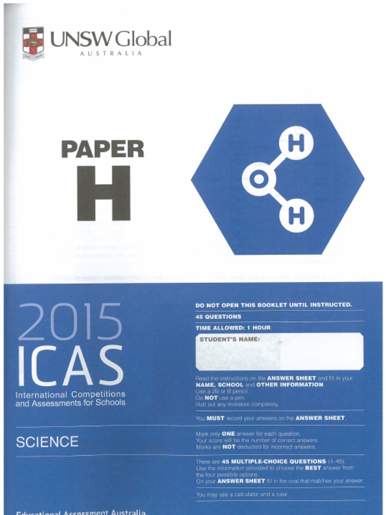 2015 ICAS Science Paper H | PDF