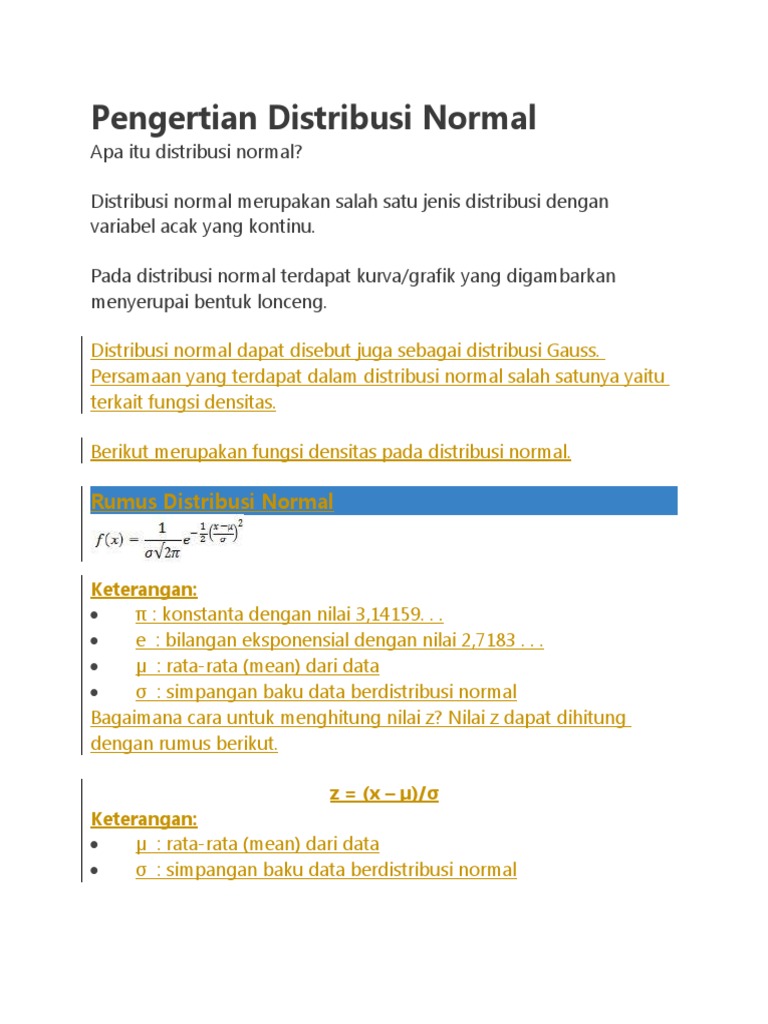 Pengertian Distribusi Normal | PDF