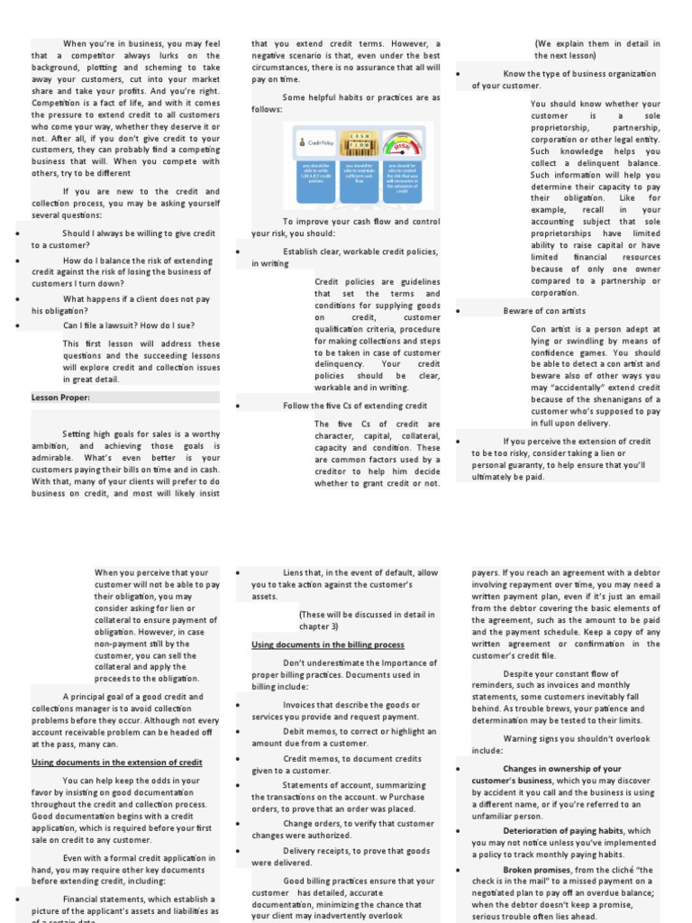 Credit and Collection Management Basics | PDF | Credit | Finance ...