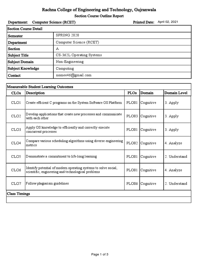 Section Course Outline | PDF | Process (Computing) | Kernel (Operating System)
