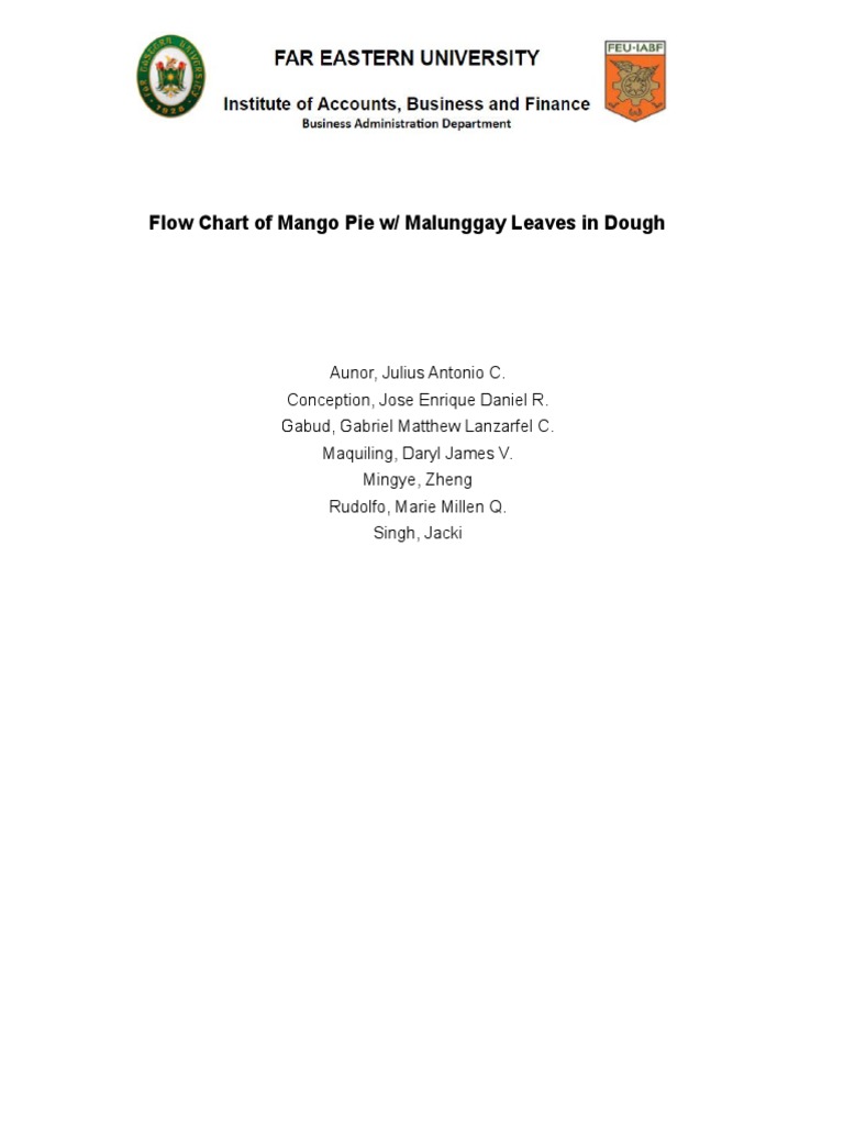 Flow Chart of Mango Pie W/ Malunggay Leaves in Dough | PDF | Dough | Foods
