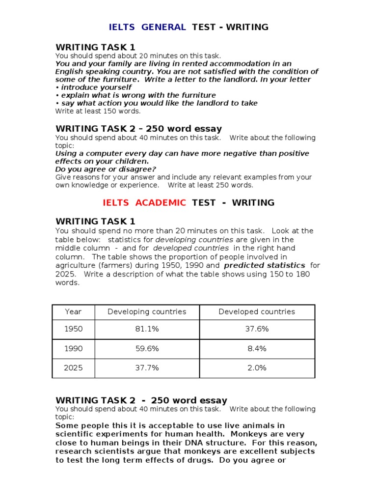 Sample IELTS Gen and Acad Exercises | PDF