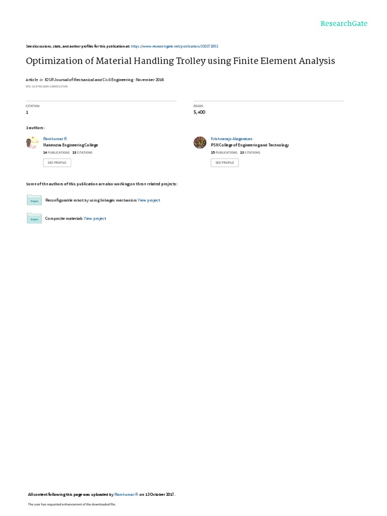 Optimization of Material Handling Trolley Using Finite Element Analysis ...