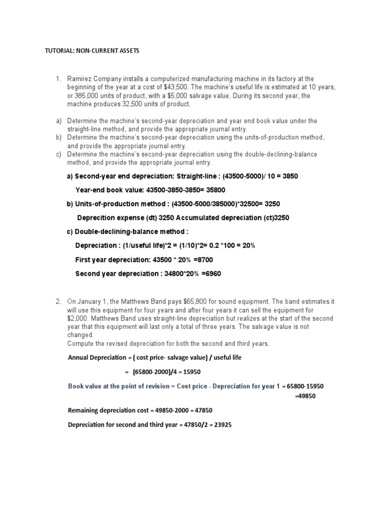 TUTORIAL - Non-Current Assets | PDF | Depreciation | Financial Accounting