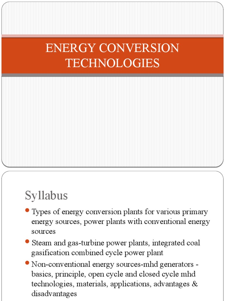 Energy Conversion Technologies | PDF | Power Station | Gas Turbine