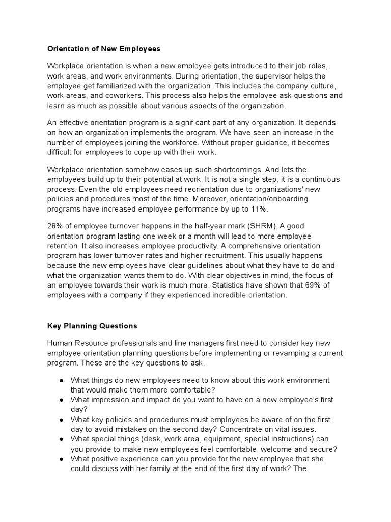 Orientation of New Employees | PDF | Employment | Human Nature