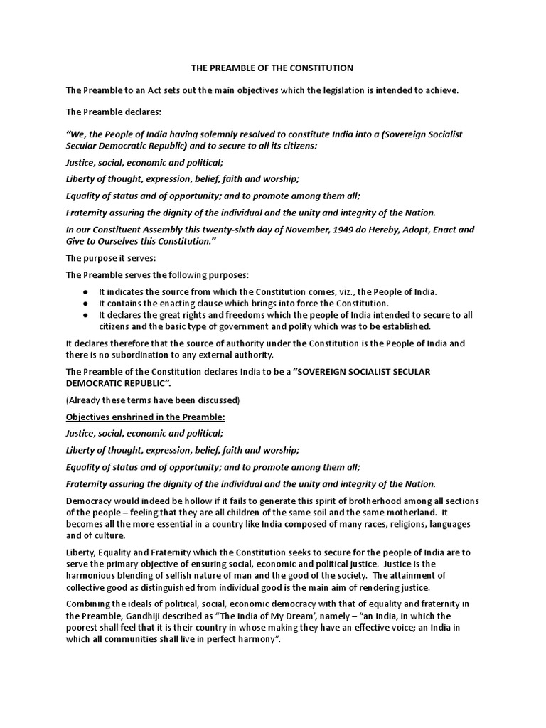The Preamble of The Constitution | PDF | Constitutional Law | Legal ...