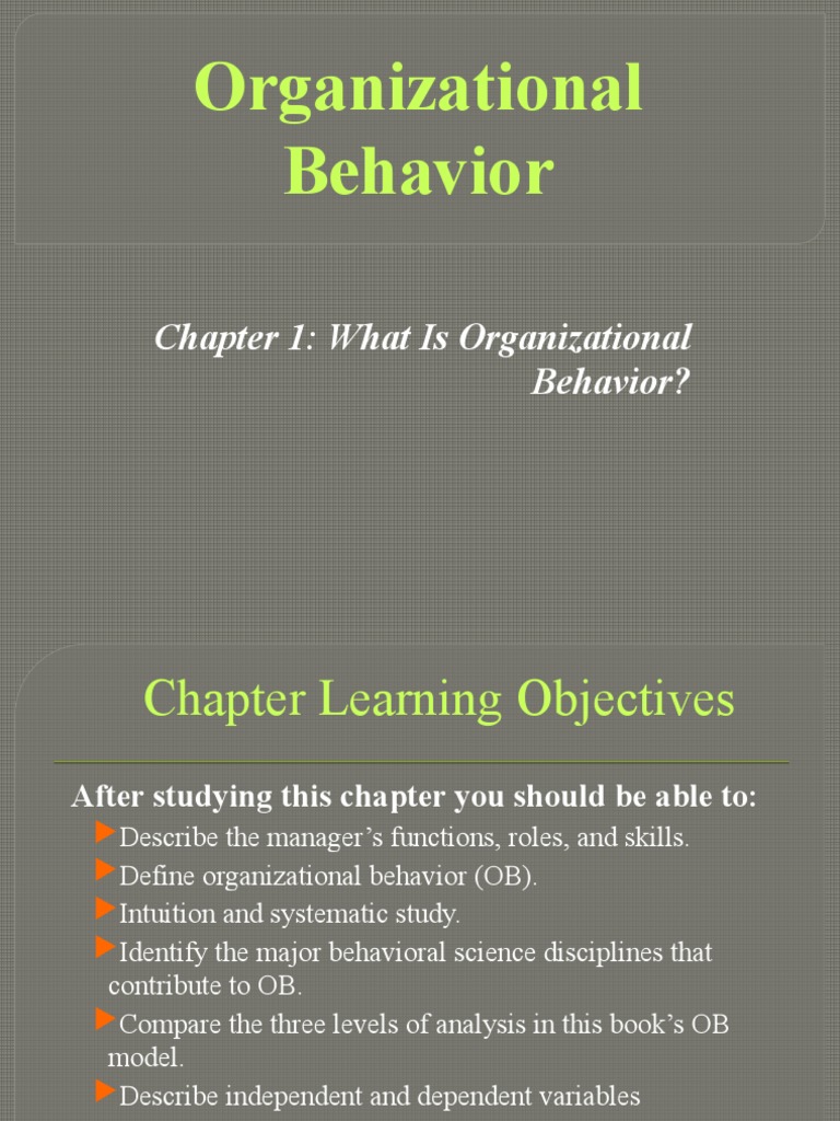 Chapter 1: What Is Organizational Behavior? | PDF | Goal | System
