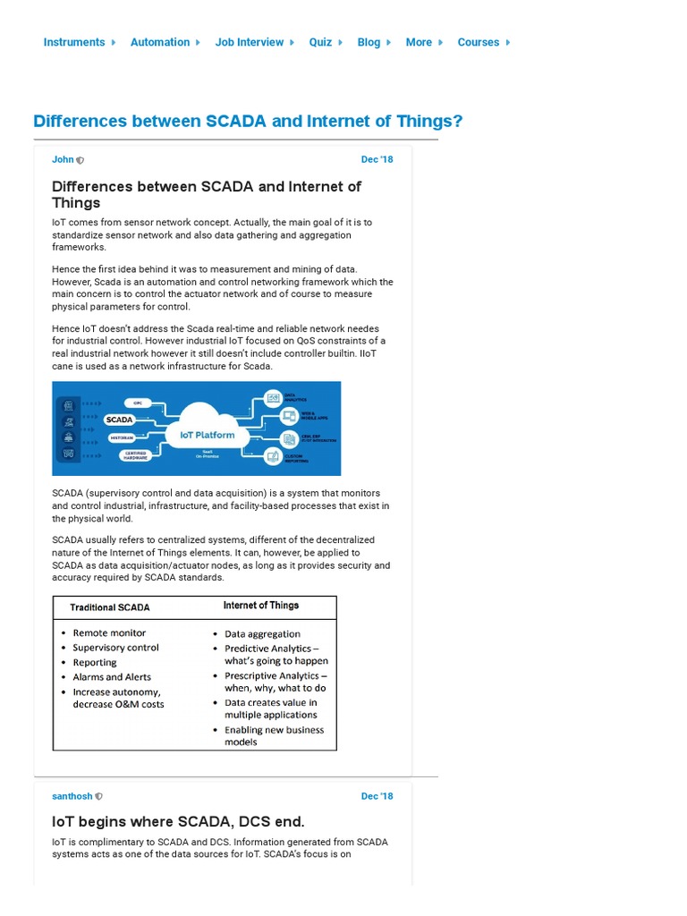 Differences Between SCADA and Internet of Things | PDF | Internet Of ...