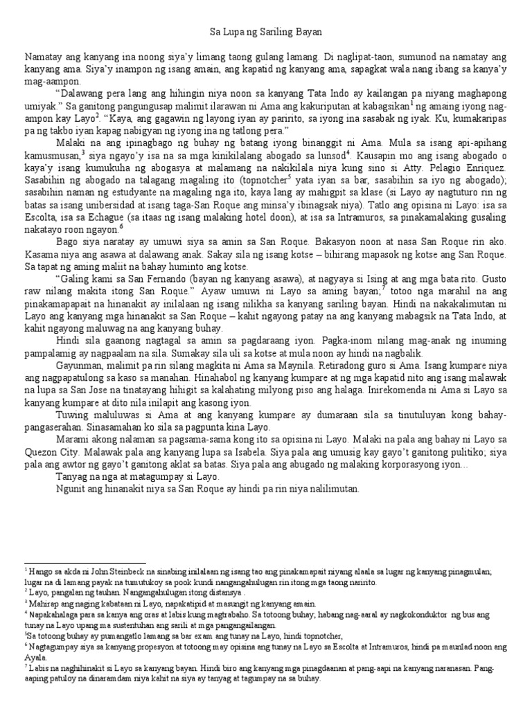 Sa Lupa Sa Sariling Bayan | PDF