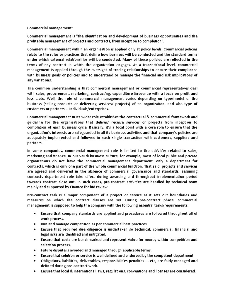 Commercial Management | PDF | Consideration | Contractual Term