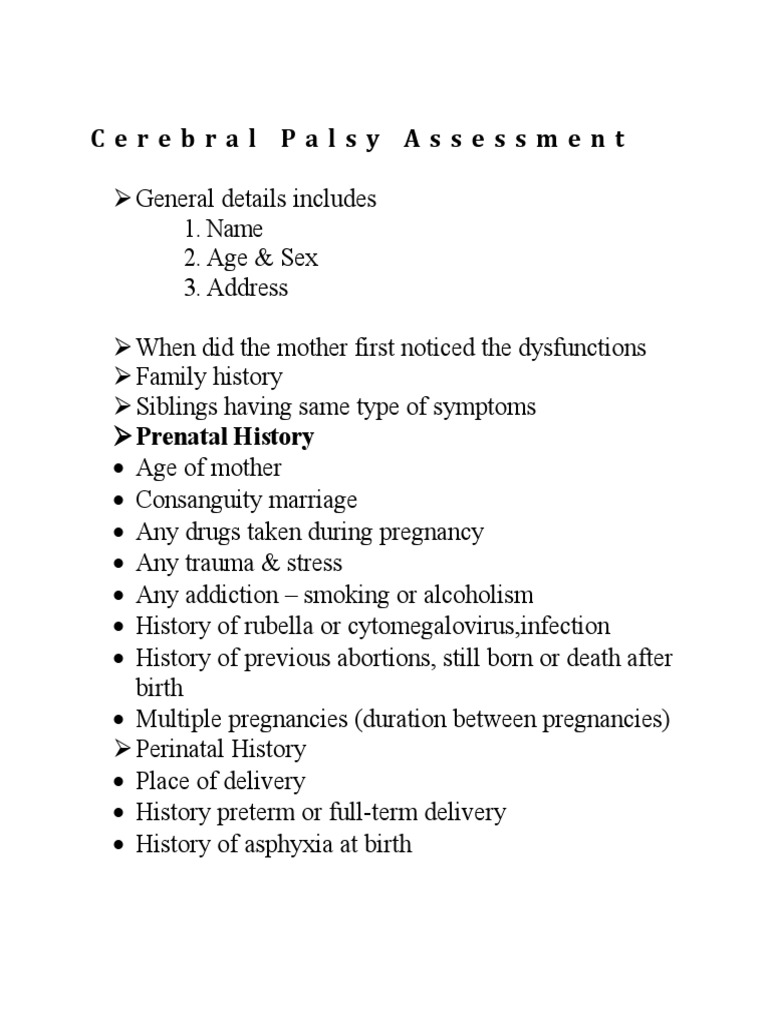 Cerebral Palsy Assessment | PDF | Anatomical Terms Of Motion | Childbirth